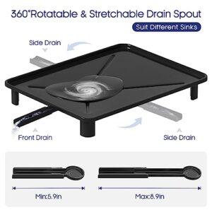 Dish Drying Rack for Kitchen Counter, Large 2 Tier Rustproof Stainless Steel Dish Drainers with Drainboard & Rotatable Drain Spout, Include Removable Utensil Holder, Cutting Board Holder and Cup Rack