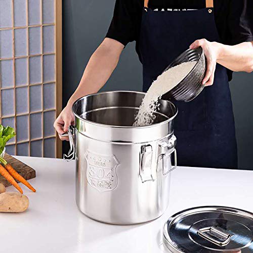 SEANESZTI 6L Stainless Steel Airtight Canister, Metal Containers with Lid, Food Storage Containers with Sealed for Noodles, Flour, Grains, Rice, Sugar, Tea, Coffee beans