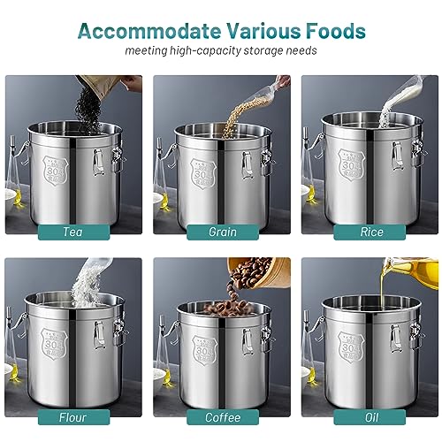 SEANESZTI 6L Stainless Steel Airtight Canister, Metal Containers with Lid, Food Storage Containers with Sealed for Noodles, Flour, Grains, Rice, Sugar, Tea, Coffee beans