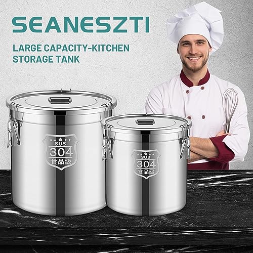 SEANESZTI 6L Stainless Steel Airtight Canister, Metal Containers with Lid, Food Storage Containers with Sealed for Noodles, Flour, Grains, Rice, Sugar, Tea, Coffee beans