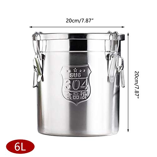 SEANESZTI 6L Stainless Steel Airtight Canister, Metal Containers with Lid, Food Storage Containers with Sealed for Noodles, Flour, Grains, Rice, Sugar, Tea, Coffee beans