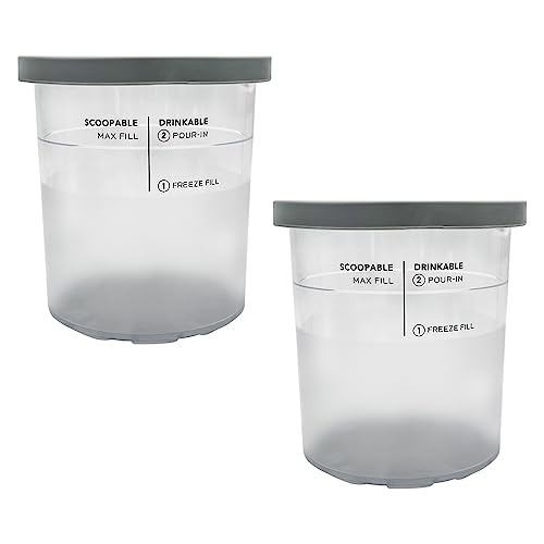 CXQ XL Family Size Ice Cream Pint Containers, Compatible with Ninja NC501 CREAMi Deluxe 11-in-1 Ice Cream & Frozen Treat Maker and model: NC500, NC501, NC501H, NC501HBL and NC501HGN. (GRAY)