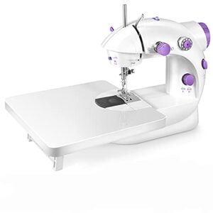 portable sewing machine with extension table and light,mini handheld sewing machine with upgraded,two threads double speed double switches,electric sewing machine easy to use for kids,beginners and diy,white