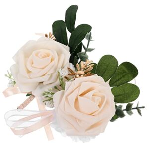 uldigi 1 set wrist flower corsage groom boutonniere wedding decoration bridal set suit decorations flower wedding wrist corsage roses corsage wristlet band flower corsage wristlet dress