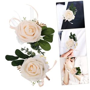 ULDIGI 1 Set Wrist Flower Corsage Groom Boutonniere Wedding Decoration Bridal Set Suit Decorations Flower Wedding Wrist Corsage Roses Corsage Wristlet Band Flower Corsage Wristlet Dress