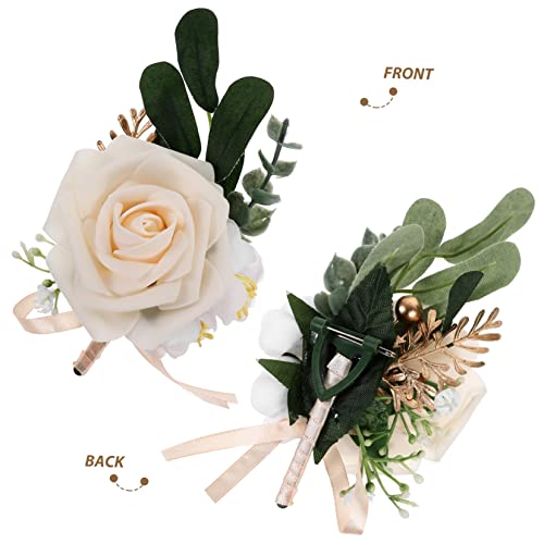 ULDIGI 1 Set Wrist Flower Corsage Groom Boutonniere Wedding Decoration Bridal Set Suit Decorations Flower Wedding Wrist Corsage Roses Corsage Wristlet Band Flower Corsage Wristlet Dress