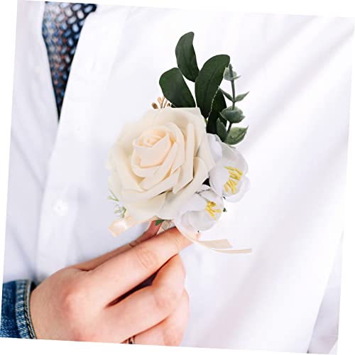 ULDIGI 1 Set Wrist Flower Corsage Groom Boutonniere Wedding Decoration Bridal Set Suit Decorations Flower Wedding Wrist Corsage Roses Corsage Wristlet Band Flower Corsage Wristlet Dress