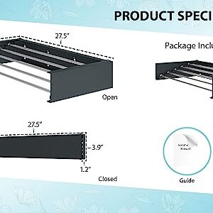 brightmaison BGT 27.5 Retractable Clothes Drying Rack Wall Mounted, Collapsible Drying Racks for Laundry, Space Saver Foldable Drying Rack Clothing, Laundry Drying Rack Wall Mount, Metal, Dark Gray