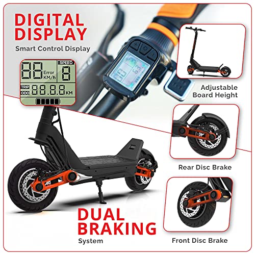 INOKIM OXO Electric Scooter for Adults 40 MPH, 2x1000W (1300W Max) Motor, 68 Eco Miles Range, 10" Pneumatic Tires, Front & Rear LED Light, Fast Folding Escooter