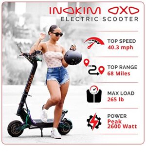 INOKIM OXO Electric Scooter for Adults 40 MPH, 2x1000W (1300W Max) Motor, 68 Eco Miles Range, 10" Pneumatic Tires, Front & Rear LED Light, Fast Folding Escooter