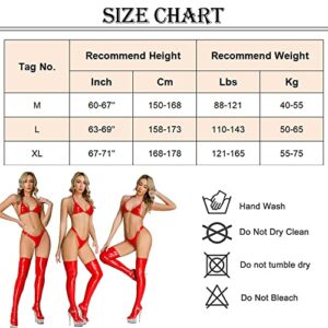 Aivtalk Women 2Pcs Bra Tops Thong Micro Bikini Set Sexy Swimwear Beachwear Swimsuit Extreme Lingerie Set Red S