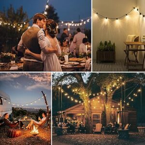 100FT Solar String Lights Outdoor Waterproof, Solar String Lights for Outside with Remote, G40 LED Lights String Solar Powered with 52 Shatterproof Bulbs, Dimmable Patio Hanging Lights for Yard Garden