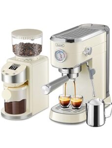 gevi 20 bar professional espresso coffee machine with milk frother/steam wand for espresso, latte and cappuccino, with 35 precise grind settings burr coffee grinder