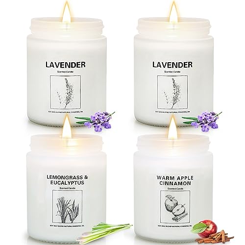 4 Pack Candles for Home Scented, Lavender Candles Gifts Set for Women, 28 oz Aromatherapy Jar Scented Candles for Home 200 Hour Long Lasting Soy Candle, Birthday, Christmas, Valentine