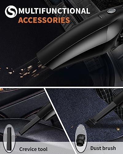 SERVOMASTER Handheld Vacuum Cleaner Cordless, Small Powerful Car Vacuum Cleaner with Rechargeable Battery, Portable Car Hand Held Vacuum Cleaner Accessories Interior Cleaning Kit for Men Women