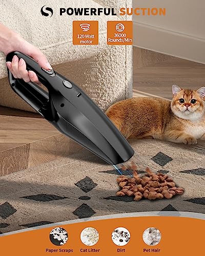 SERVOMASTER Handheld Vacuum Cleaner Cordless, Small Powerful Car Vacuum Cleaner with Rechargeable Battery, Portable Car Hand Held Vacuum Cleaner Accessories Interior Cleaning Kit for Men Women