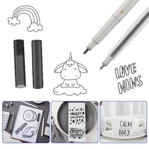 DOOHALO Metallic Grey Black Pens for Cricut Maker 3/Maker/Explore 3/Air 2/Air 1.0/0.8/2.0/2.5 Variety Point Tips Gel Glitter Markers for drawing Writing Compatible with Cricut Machine