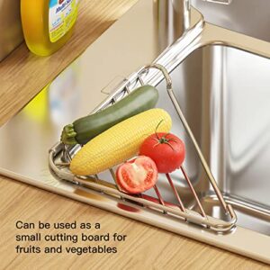 Ruosuruosu Stainless Steel Triangle Sink Dish Drying Rack-Premium and Space-Saving,Over The Sink Multipurpose Kitchen Drainer Shelf Organizer for Utensils, Plates, Sponge, and Cutlery, Silver