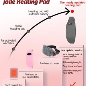 Natural Jade Menstrual Heating Pad, Portable Heating Pad for Period, Cramps, Belly, Waist, Electric Cordless Pad with Heating and Vibration Massage, Back Pain Relief, Gifts for Her or Him(Gray)