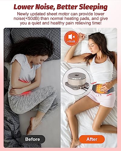 Natural Jade Menstrual Heating Pad, Portable Heating Pad for Period, Cramps, Belly, Waist, Electric Cordless Pad with Heating and Vibration Massage, Back Pain Relief, Gifts for Her or Him(Gray)