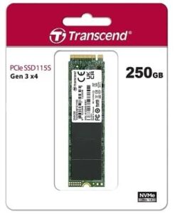 transcend 250gb mte115s nvme internal ssd - gen3 x4 pcie m.2 2280, up to 3,200mb/s - ts250gmte115s