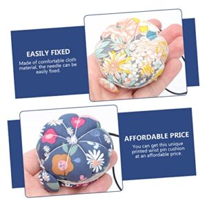 DOITOOL 3pcs Pumpkin Pin Pack Corsage Wristlet Band Sewing Machine Accessories Magnetic Pin Cushion Needlework Pin Cushions Needle Pin Collector Sewing Pin Pad Printed Pin Cushion Work