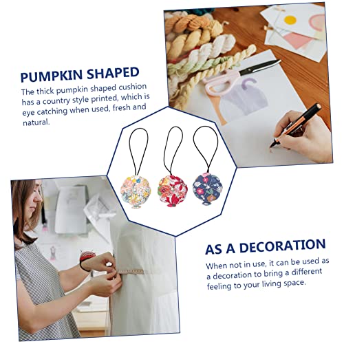 DOITOOL 3pcs Pumpkin Pin Pack Corsage Wristlet Band Sewing Machine Accessories Magnetic Pin Cushion Needlework Pin Cushions Needle Pin Collector Sewing Pin Pad Printed Pin Cushion Work