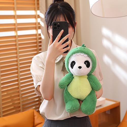 CASAGOOD Cute Stuffed Panda Animal Cosplay as Dinosaur Plush Toys Soft Panda Toy in Dinosaur Costume Great Panda Plushies Gift for Kids and Lovers,12 Inch