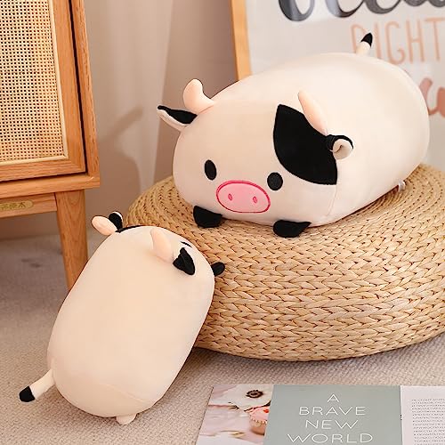 Cow Plush Pillow, 16 inch Kawaii Cow Stuffed Animal Toy Soft Cow Plushie Animal Pillows Toy Gifts for Boys and Girls