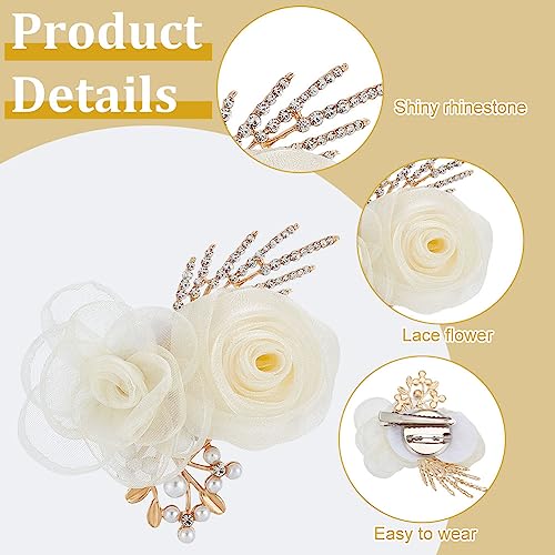 WEBEEDY Wrist Corsage and Boutonniere Set Girl Bridesmaid Wedding Wrist Corsage Boutonniere for Men Wedding Wristlet Hand Flower for Prom Party Bouquets