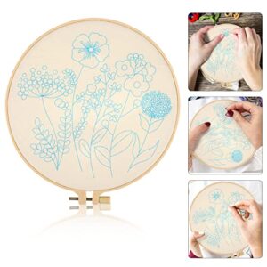 NOLITOY 2 Sets Embroidery Kit, Floral Stamped Cross Stitch Kit for Starter DIY Crafts Including Embroidery Hoops Threads Needles