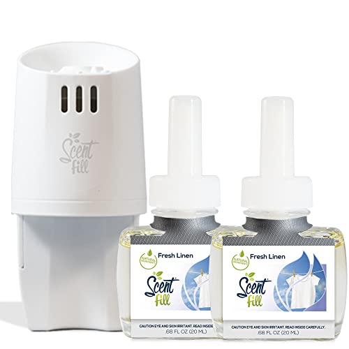 Scent Fill Fresh Linen Plug in Air Freshener Starter Kit (2 Refills + Diffuser)