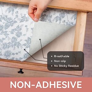 RAY STAR Shelf Liner, Non Adhesive Silver Floral Cabinet Liner for Pantry Drawer, Strong Grip Non Slip Waterproof, Shelf Liners for Kitchen Cabinets Organization 12 Inch x 10 FT (2 Rolls)