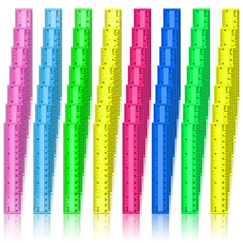 Cossari 360 Pack Clear Color Plastic Ruler Bulk for Classroom Kids Student 6 Inch Small Plastic Rulers Back to School Office Supplies Rainbow Mini Ruler for Teacher School Office Supplies