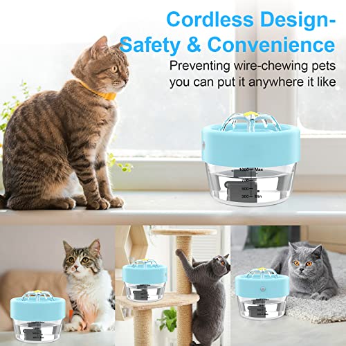 Cat Water Fountain, Smart Pet Water Fountain Dispenser with Filter for Cat Dog, Wireless & Battery Operated Pet Water Bowl Quiet Fountain 1000ml