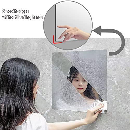 Jitejoe Wall Mirror Tiles,8''x8''x4PCS,Full Length Tiles,Flexible Full Body Mirror for Bedroom,Living Room,Acrylic Wall-Mounted Mirrors,Frameless Tiles (8''x8''-4PCS)