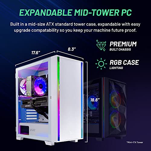 Skytech Shiva Gaming PC Desktop – AMD Ryzen 5 5600X 3.7 GHz, NVIDIA RTX 4060 Ti, 1TB NVME SSD, 16GB DDR4 RAM 3200, 600W Gold PSU, 11AC Wi-Fi, Windows 11 Home 64-bit,White