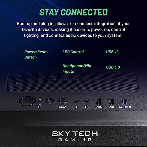 Skytech Gaming Skytech Chronos Gaming PC Desktop – Intel Core i7 13700F 2.1 GHz, NVIDIA RTX 4060 Ti, 1TB NVME SSD, 32GB DDR5 RAM RGB, 650W Gold PSU, 360mm AIO, 11AC Wi-Fi, Windows 11 Home 64-bit