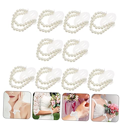 Didiseaon 10pcs Bridal Wrist Pearls Stretchy Bracelets Wedding Stuff Prom Wrist Corsage Wedding Corsages Bracelet Corsage Wristlet Wedding Wrist Corsages Wrist Corsage Bracelet Wrist Cuffs