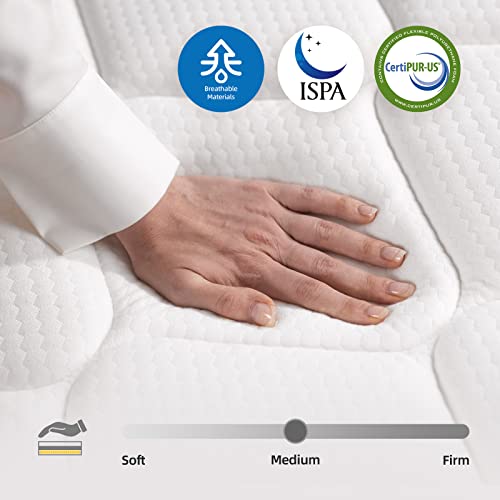 elitespace Hybrid Full Mattress,Memory Foam Hybrid 10 Inch Full Size Springs Mattresses,Fits All Bed Frames Full Size Mattress,Medium Firm Feel Mattress,CertiPUR-US,100 Nights Trial.