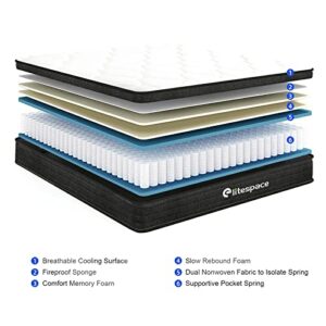 elitespace Hybrid Full Mattress,Memory Foam Hybrid 10 Inch Full Size Springs Mattresses,Fits All Bed Frames Full Size Mattress,Medium Firm Feel Mattress,CertiPUR-US,100 Nights Trial.