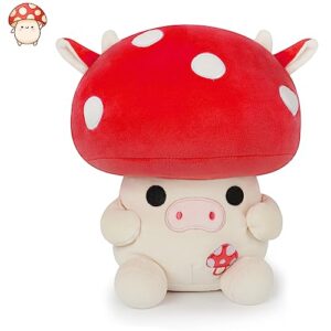 kophinye mushroom plush mushroom cow plush pillow - 12" cute mushroom stuffed animal - squishy mushroom cow plushie for kids - home decor brithday gift for girls boys