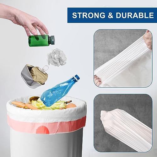 4 Gallon Trash Bags Drawstring, Small Garbage Bags Unscented, Strong Trash Can Liners, 60 Count White 4 Gal Trash Bag for Bathroom Kitchen Office