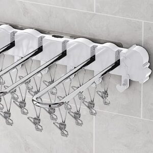 OBloved 2 Pack Clothes Drying Rack Wall Mount, 20 Clips Stainless Steel Sock Drying Rack, Laundry Drying Rack with Clips for Socks, Bras, Towels, Underwear, Clothes (White)