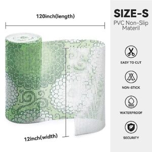 RAY STAR Shelf Liner, Non-Adhesive Refrigerator Liners for Shelves Washable 12 * 120 inch, Vinyl Shelf Drawer Liner Non-Slip Bathroom Cabinet Liner for Kitchen/Storage/Desks (Green Circle)