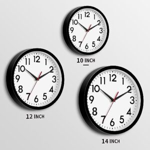 DAXSMY Wall Clock, Analog Clock Small, 10 Inch Silent Non-Ticking Wall Clocks Battery Operated Decorative for Kitchen, Office, Outdoor, Bedroom, Bathroom, Living Room, School, Classroom(Black)