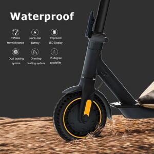 Electric Scooter 10" Solid Tires 600W Peak Motor -19 Mph Speed Folding e Scootefor for Adults,with Smart App,Al Alloy Frame and Dual Brakes