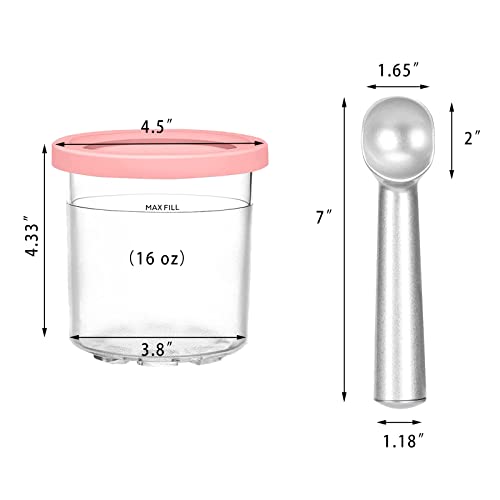 LBSAHETC Ice Cream Containers Compatible with Ninja Creami Nc300 Nc301 Nc299Amz Series 4 Pack Pint Containers with Lids Include Ice Cream Scoop BPA-Free Dishwasher Safe