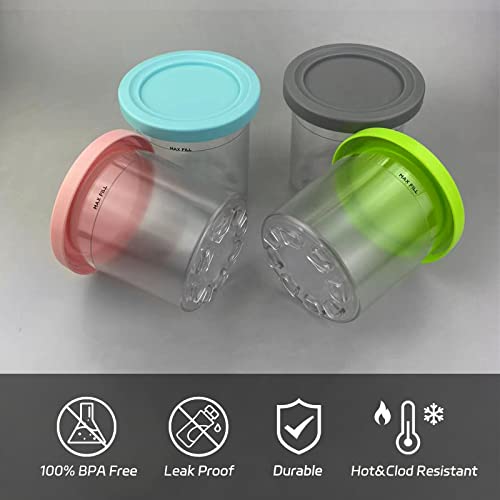 LBSAHETC Ice Cream Containers Compatible with Ninja Creami Nc300 Nc301 Nc299Amz Series 4 Pack Pint Containers with Lids Include Ice Cream Scoop BPA-Free Dishwasher Safe