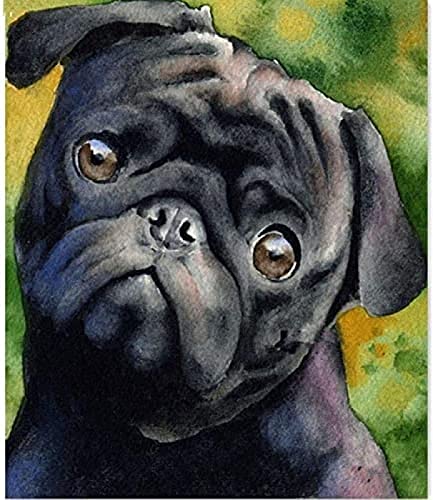 Eiialerm Cross-Stitch Kits Black Pug 11CT Printed Beginners Cross Stitch Kits,Stamped Embroidery Kits for Adults Wall Art Home Decoration -16x20 Inch